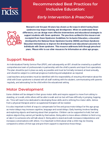 Printable Education Resources | National Down Syndrome Society (NDSS)