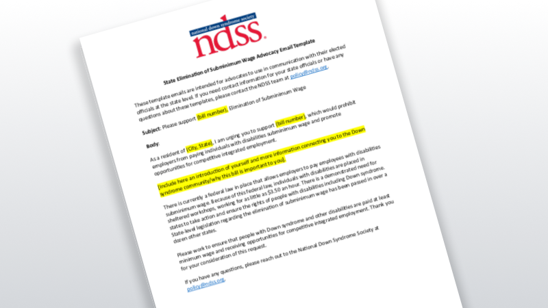 Ending Subminimum Wage Toolkit | National Down Syndrome Society (NDSS)